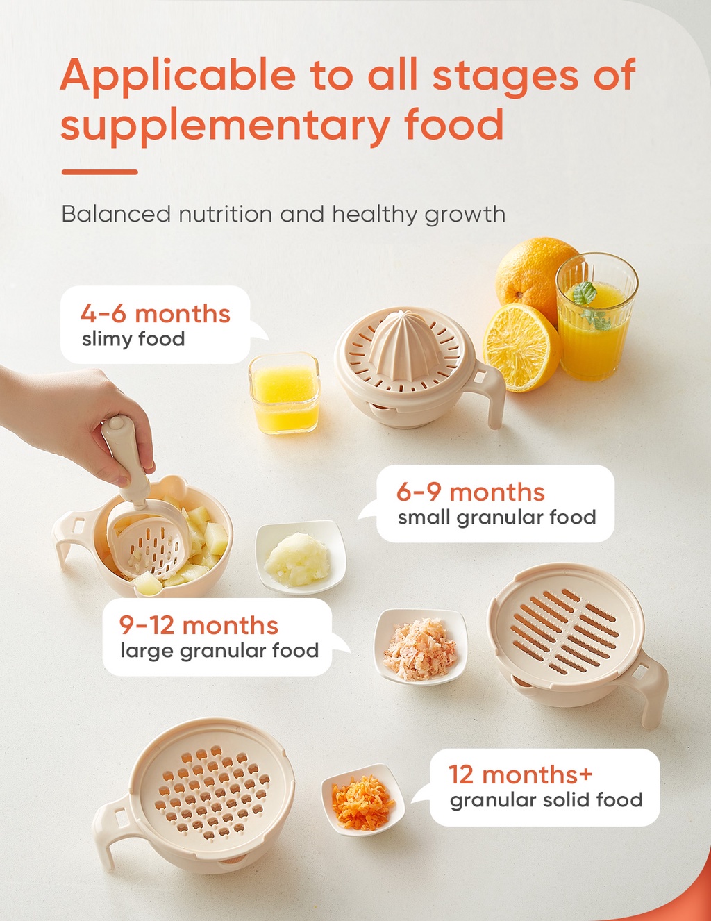 Yoboo Manual Baby Food Masher | PP Material | Easy to Clean | Multiple ...