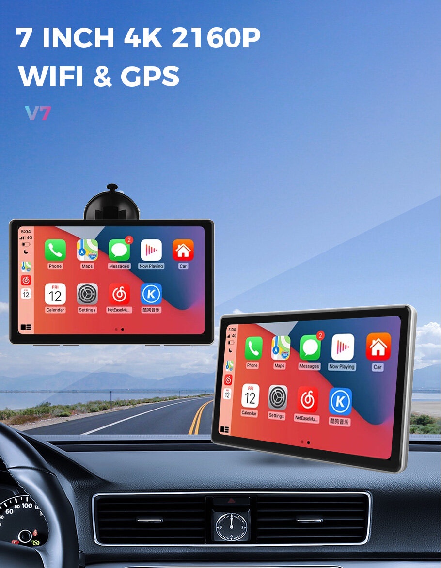 Ekleva Universal 4k Wi-Fi Gps 7 Inch Video Recorder Car Mirror Radio ...