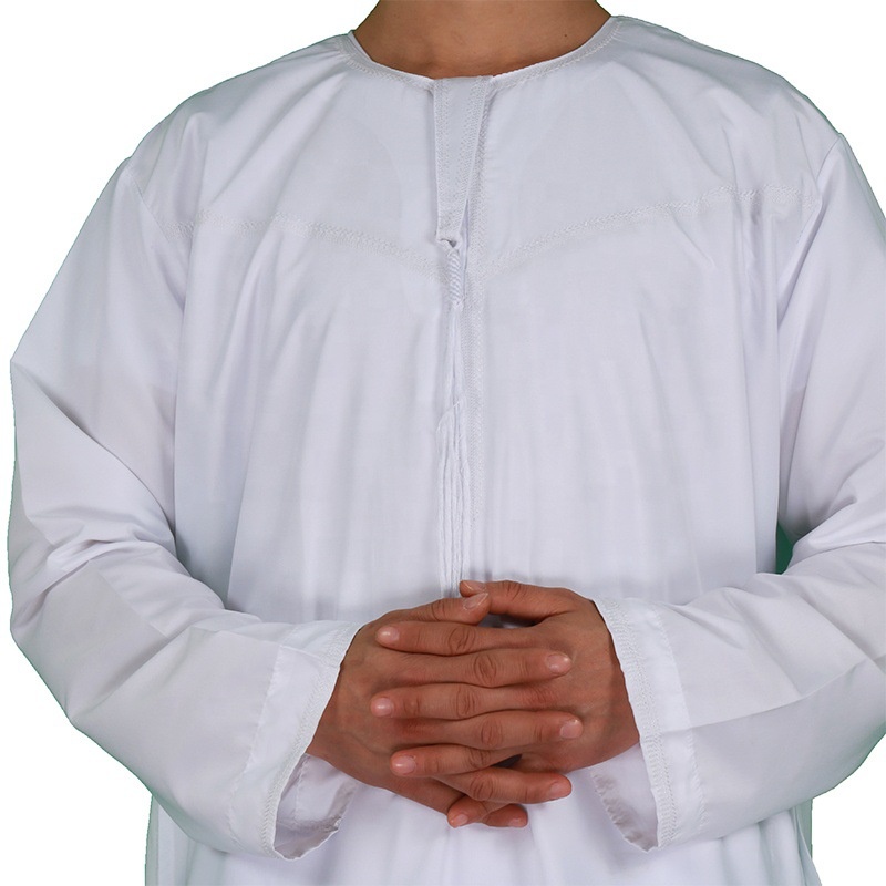 Muslim White Robe Middle East Oman Robe Men's Polyester Crew Neck ...