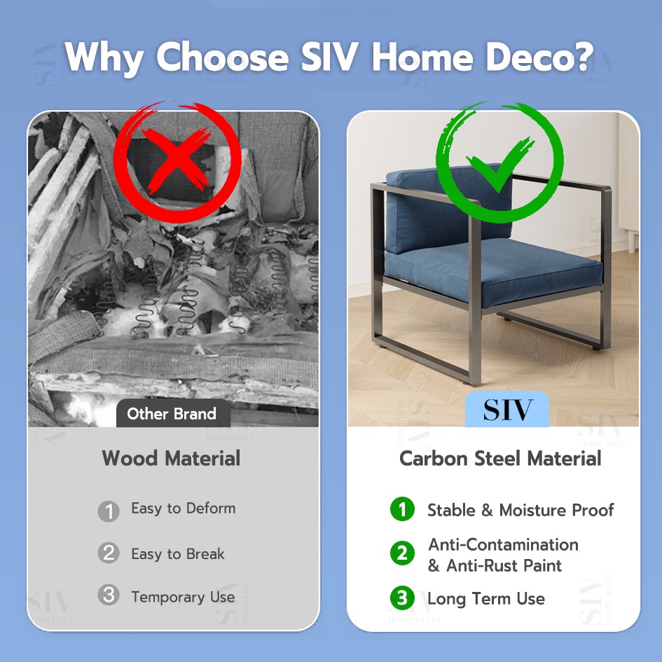 Siv 2/3 Seater Sofa Set Single Chair Nordic Couch Furniture For Home ...