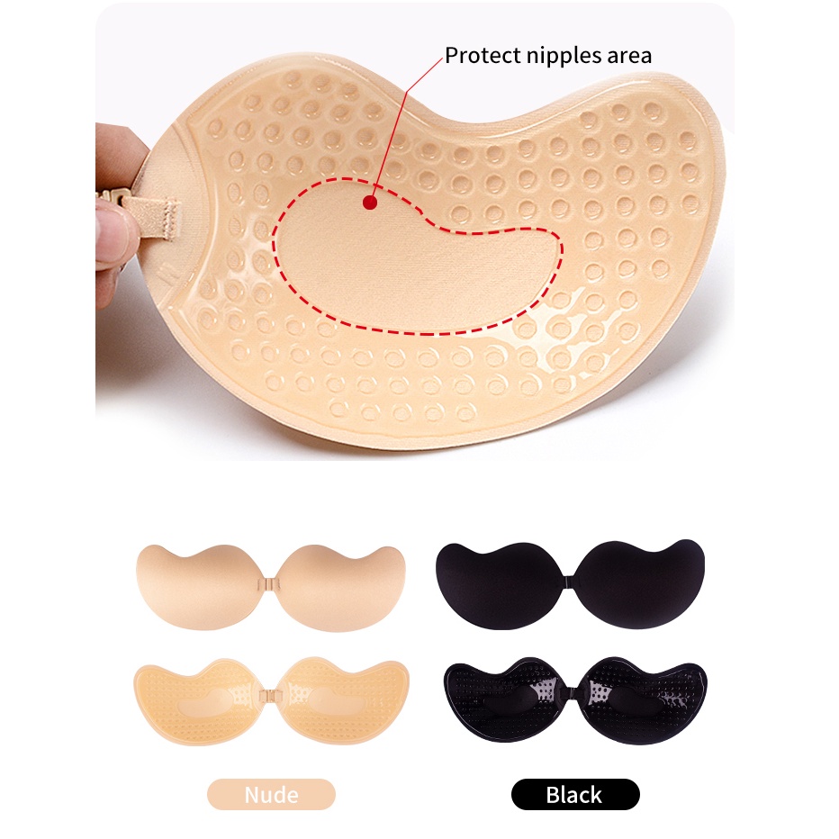 ZXYOUPING Gather Strapless Silicone Bra Breathable Mango Shape Self ...