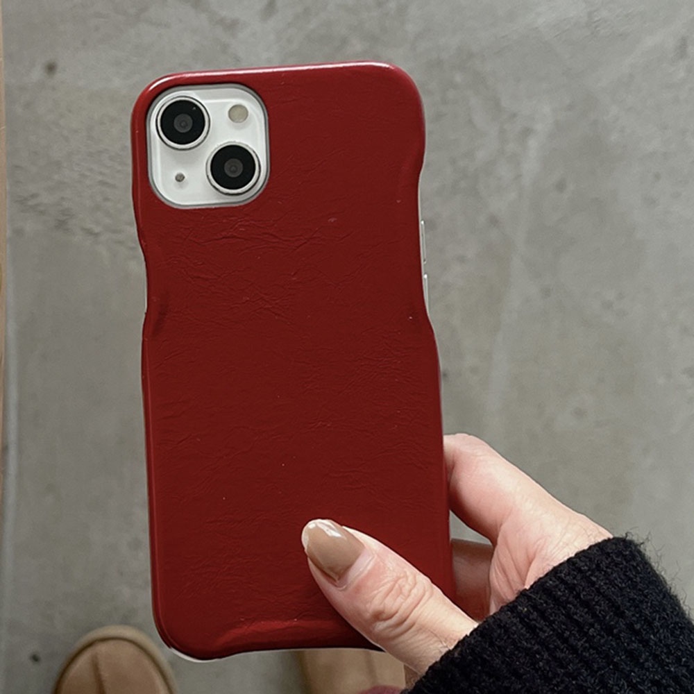 Vintage Red Leather Case For iPhone 15 14 13 12 16 Pro Max Luxury Gold ...