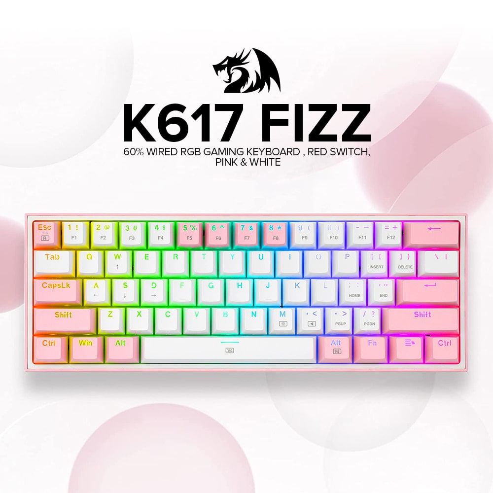 EasyPC | Redragon K617 FIZZ 60% Wired RGB Gaming Keyboard Red or Blue Switch | Shopee Philippines