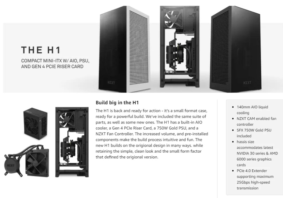 NZXT H1 Version 2 - Dual Chamber Airflow, Tinted Tempered Glass Panel, Small Form-Factor ITX PC ...