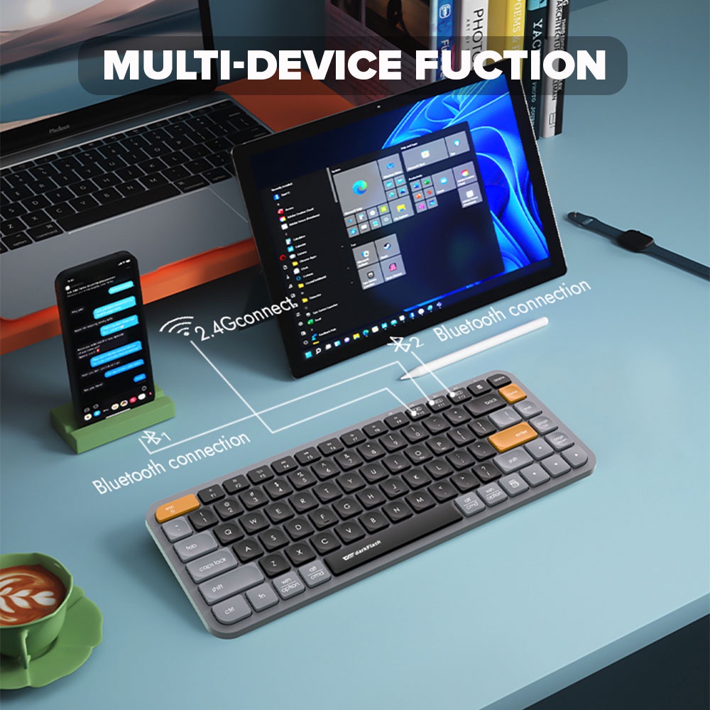 EasyPC | DarkFlash V200 Bluetooth Wireless Keyboard Mocha and Brown ...