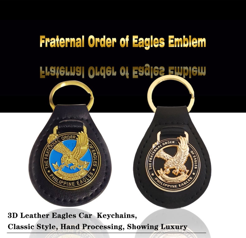 Eagles Fraternal Luxury Gold-Plated Leather Keychain Stamping Engraving ...