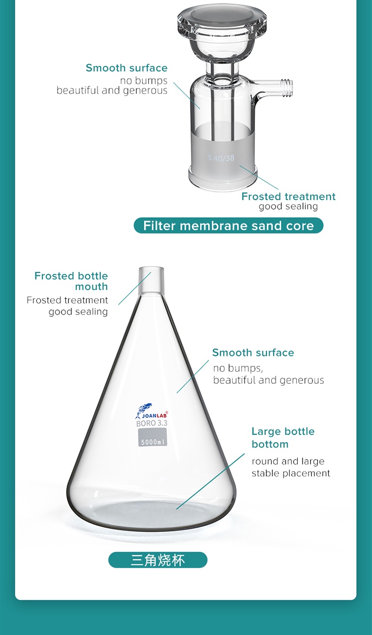JOANLAB Vacuum Filter Apparatus Lab Equipment Flask Glass Sand Core ...