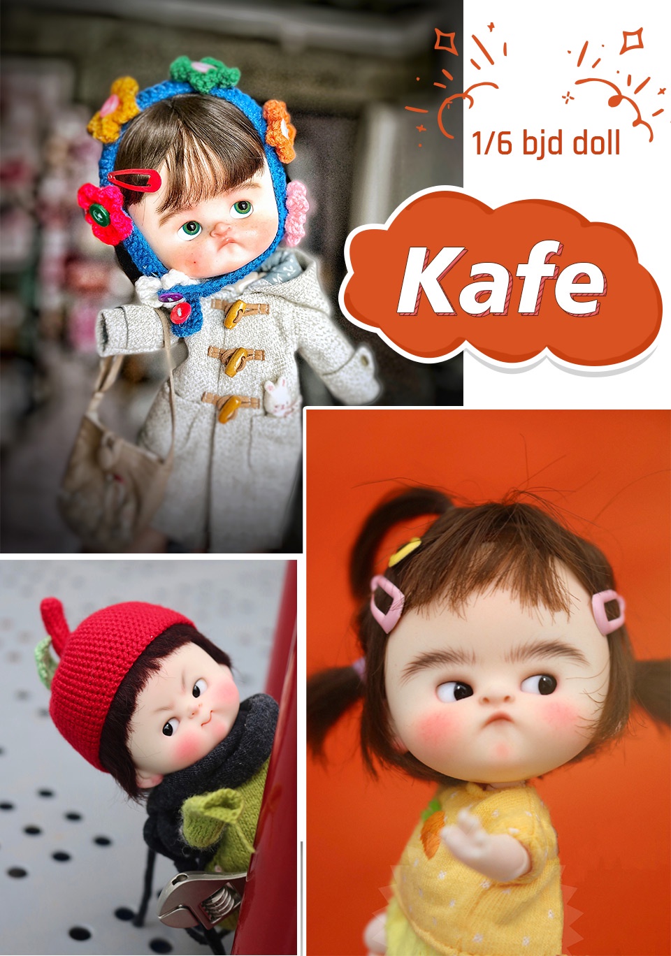 Amazing Super Cute BJD Q Baby Big Head Kinds of Expressions Pocket ...