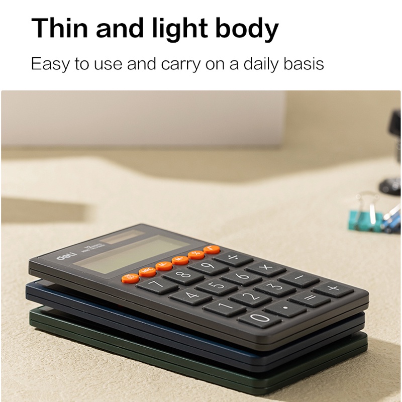 Deli Electronic Calculator 12-Didits Portable Dual Power Supply Office ...