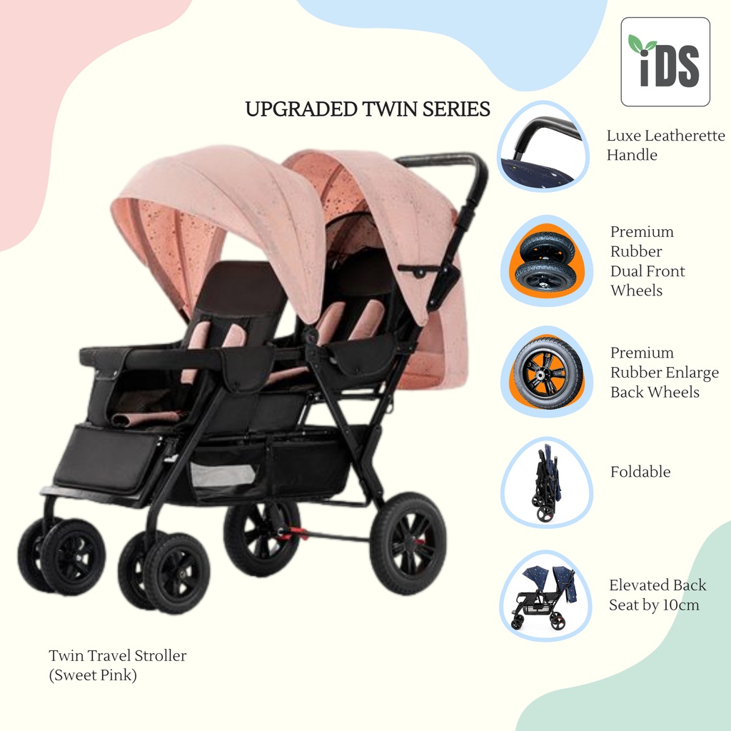 [iDS] New! Reclining Twin Stroller Double Stroller Dual Stroller Front ...