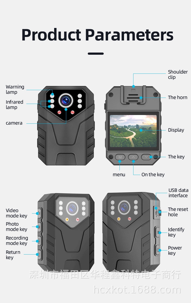 1080P HD Mini Body Camera 2 Inch IPS Touch Screen Night Vision Video ...
