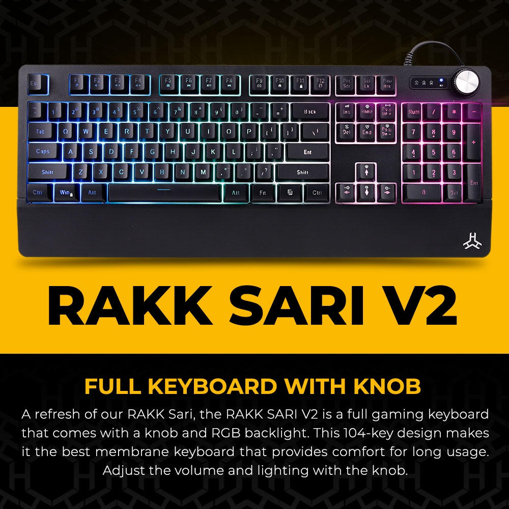 RAKK Sari V2 RGB Usb Built-in Wristrest Doubleshot Keycaps Gaming ...
