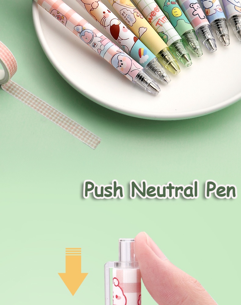 6 Pcs Kawaii Retractable Pen Set Cute Gel Pens Black Ink 0.5 mm School ...