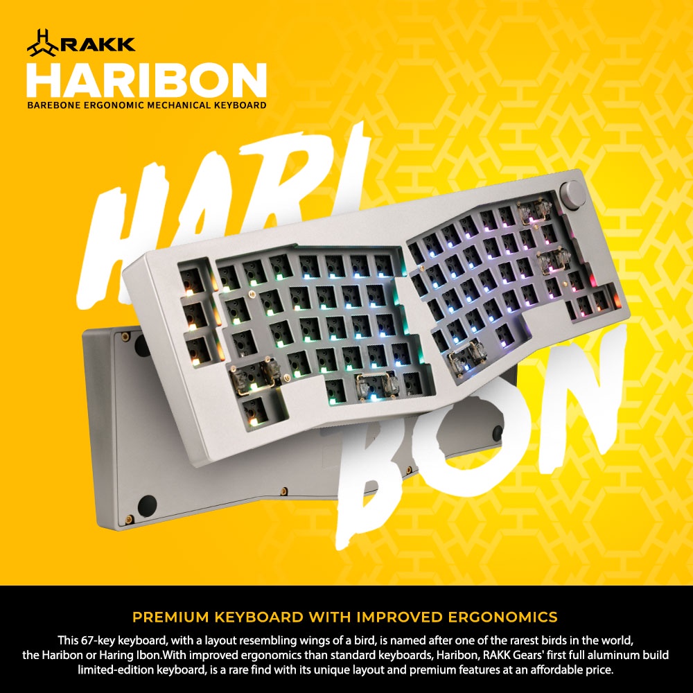 RAKK HARIBON Ergonomic Wireless Mechanical Keyboard| RGB | Dual Mode ...