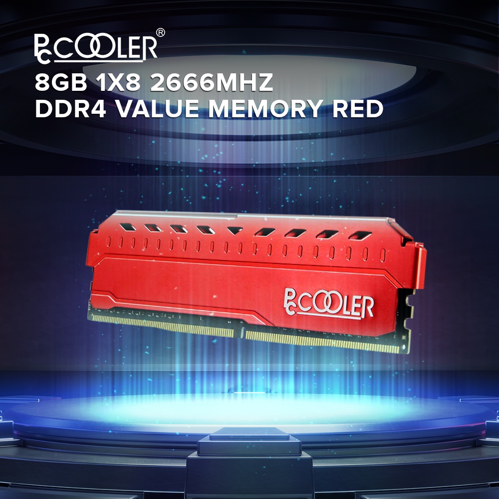 PC Cooler 8gb 1x8 2666Mhz Ddr4 Value Memory Gray/ Red Value High ...