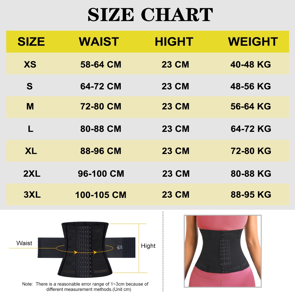 WECHERY Waist Trainer Body Shaper Corset Belt 7 Steel Bones Double ...