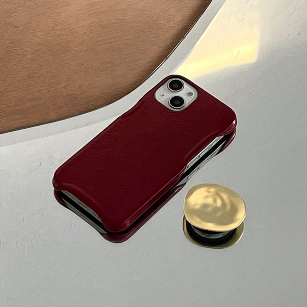 Vintage Red Leather Case For iPhone 15 14 13 12 16 Pro Max Luxury Gold ...
