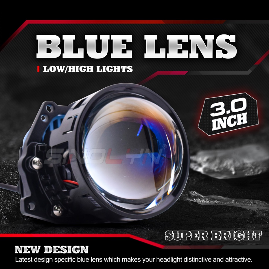 130W 3.0 Inch Bi LED Blue Projector Lens H4 H7 H1 H11 9005 9006 ...