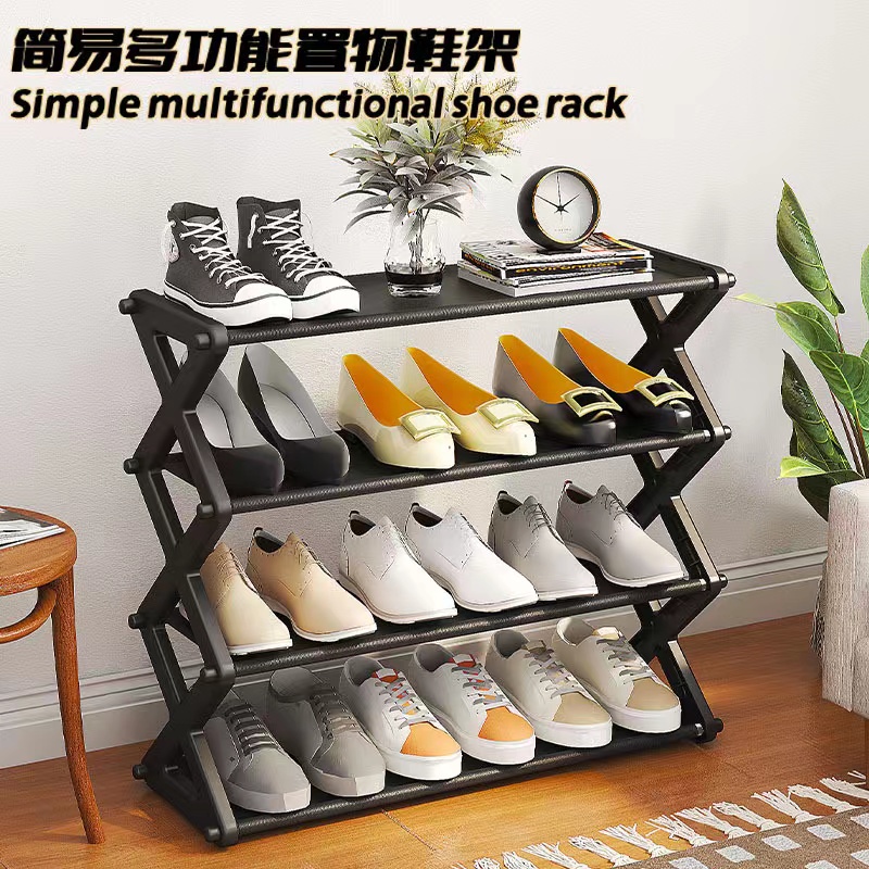 5 Layer foldable Shoes Rack Tier Colored Stackable Stainless steel ...