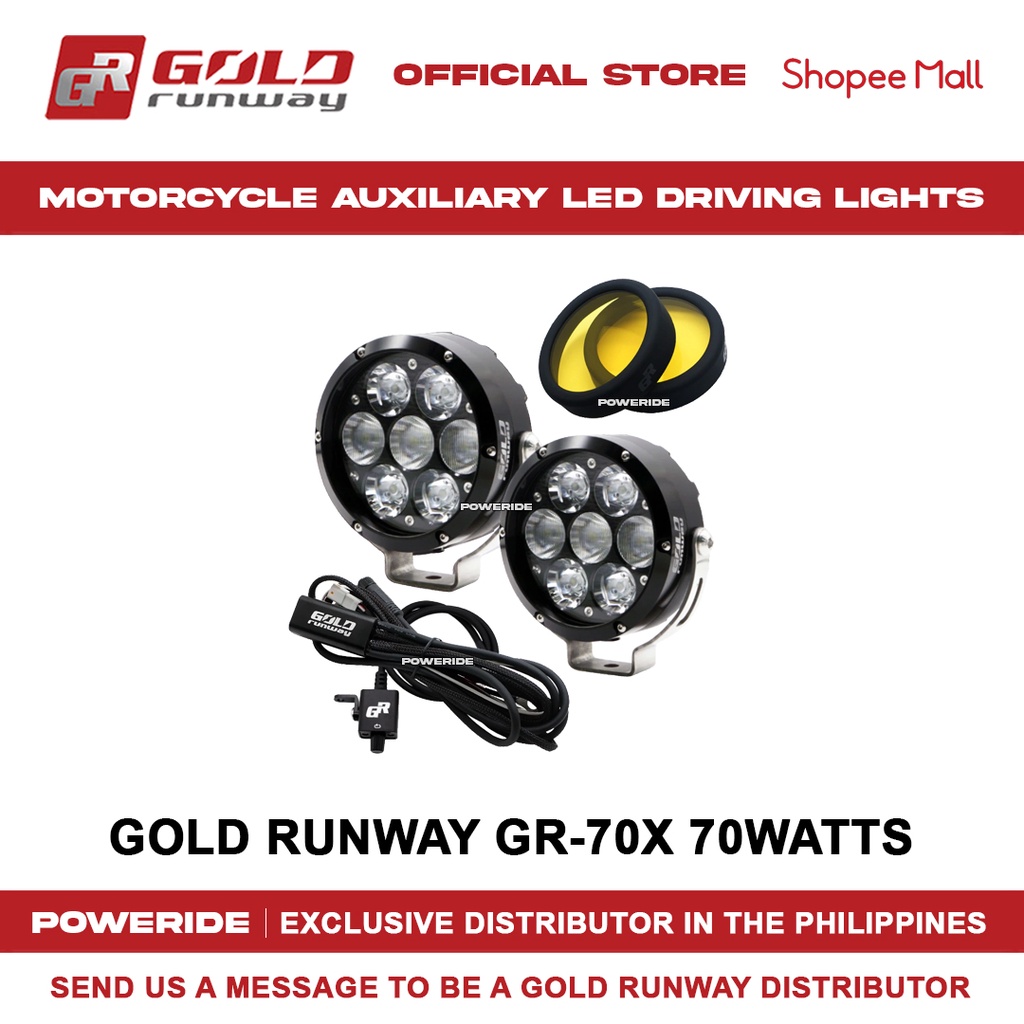 GOLD RUNWAY OFFICIAL STORE 2025 GR-70x 70watts Motorcycle Auxiliary LED ...