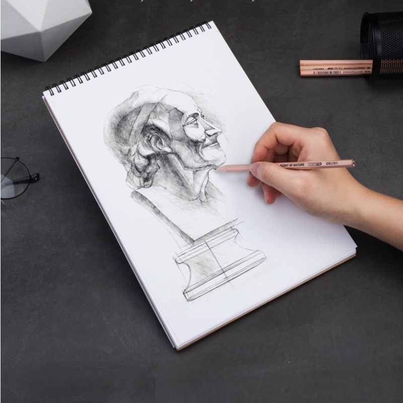 Deli 8K/A4/B5 Professional Sketchbook 40 Sheet Double Spring Spiral ...