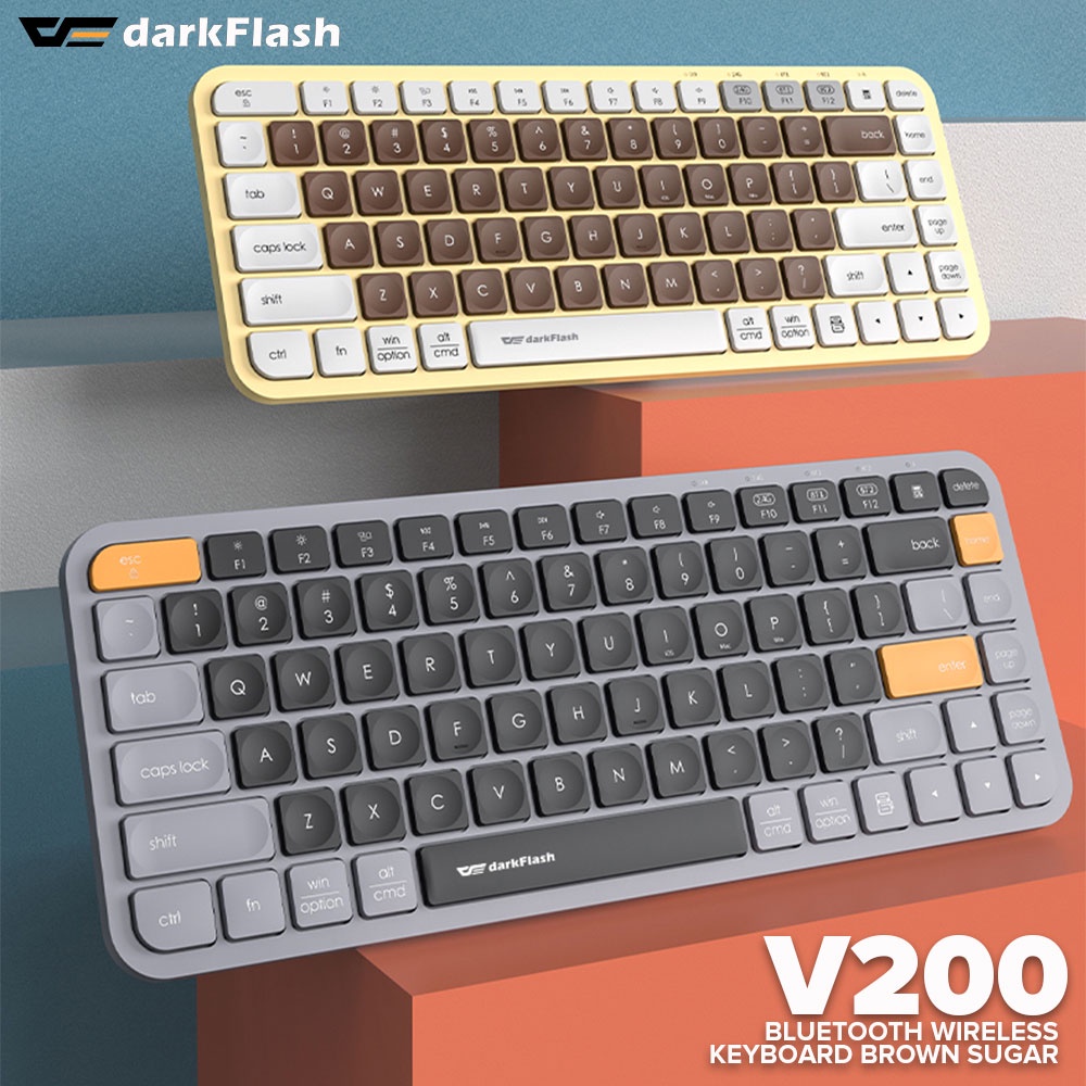 EasyPC | DarkFlash V200 Bluetooth Wireless Keyboard Mocha and Brown ...
