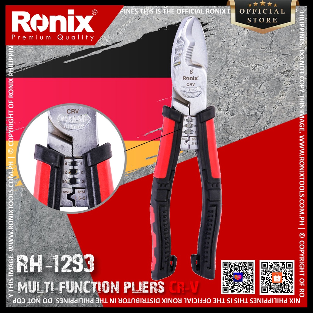 Ronix Multi-Function Pliers Cr-V RH-1193 / RH-1293 / RH-1393 8"-200mm ...