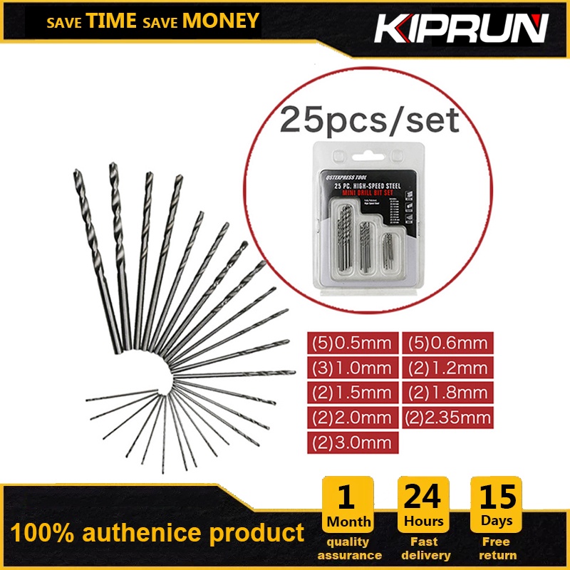 KIPRUN 25Pcs Drill Bit Set High Speed White Steel Twist Drill HSS Bit ...