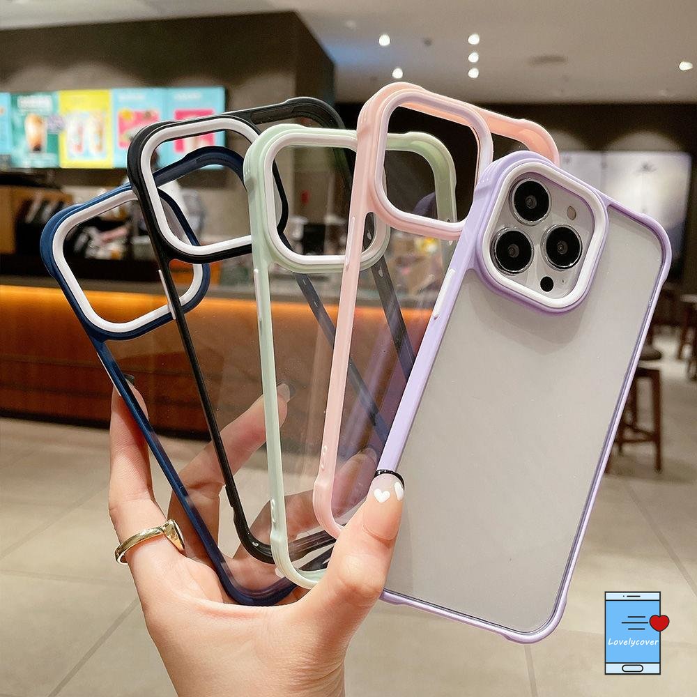 3-in-1 Simple Macaron Transparent Shockproof Case Realme C12 C35 C3 C25Y C11 2021 5i 6i C33 C30 ...