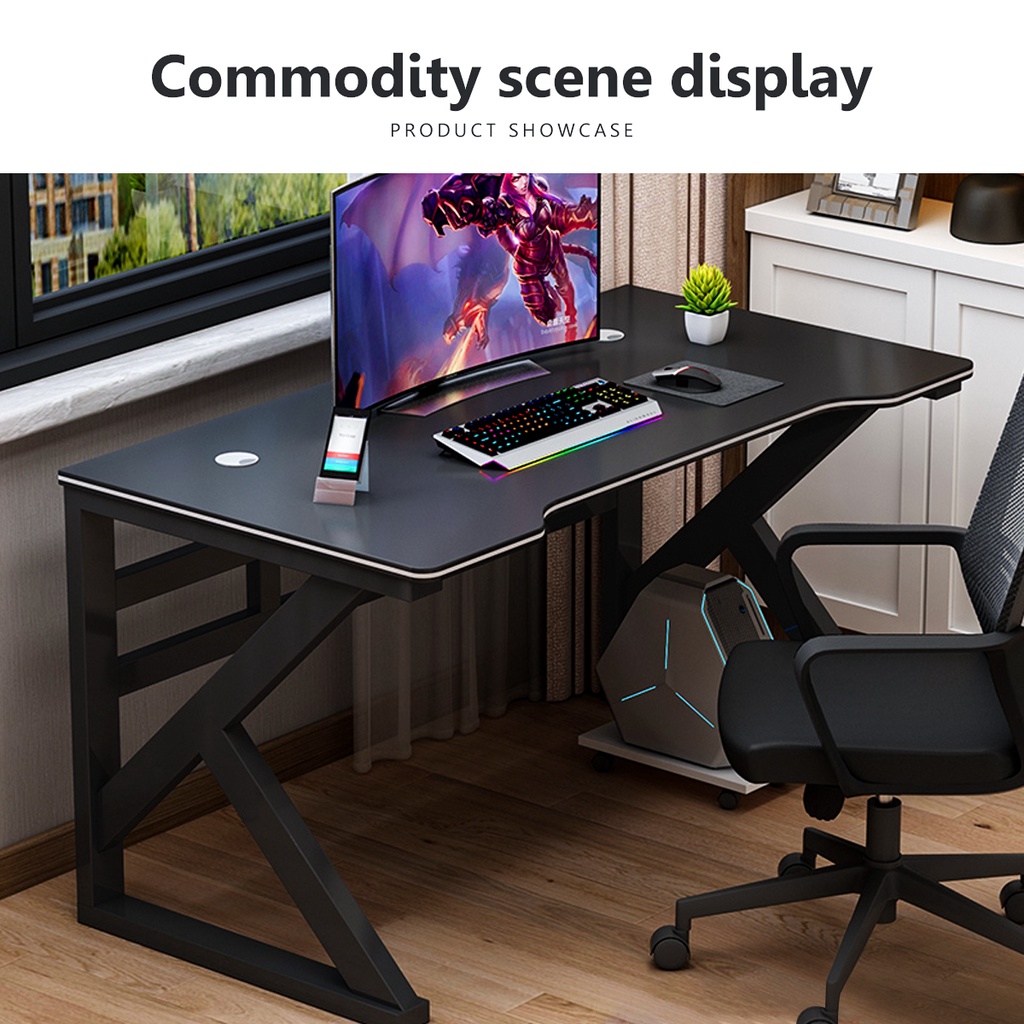 gaming table Computer desk with bookshelf Multi-layer storage shelf 120 ...