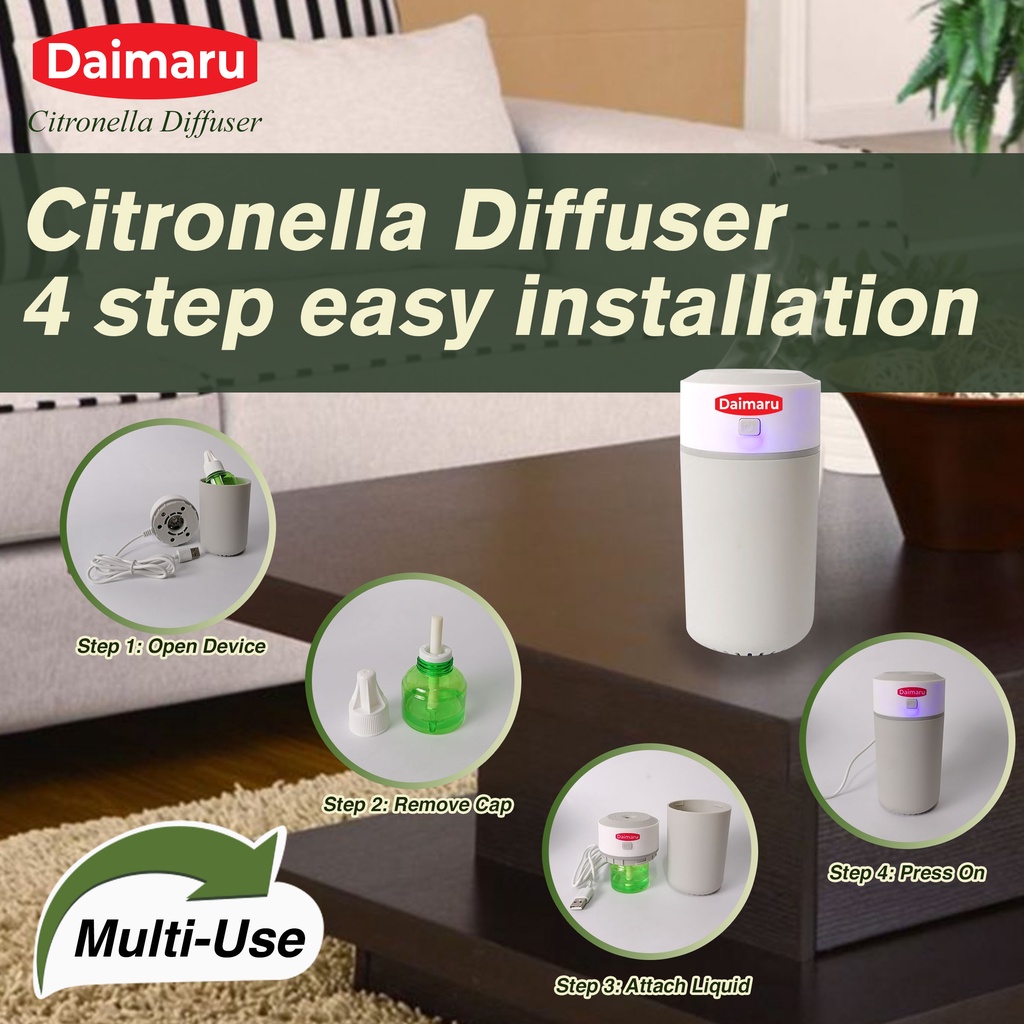 Daimaru Citronella Diffuser | Bug Repeller with Organic Ingredients ...