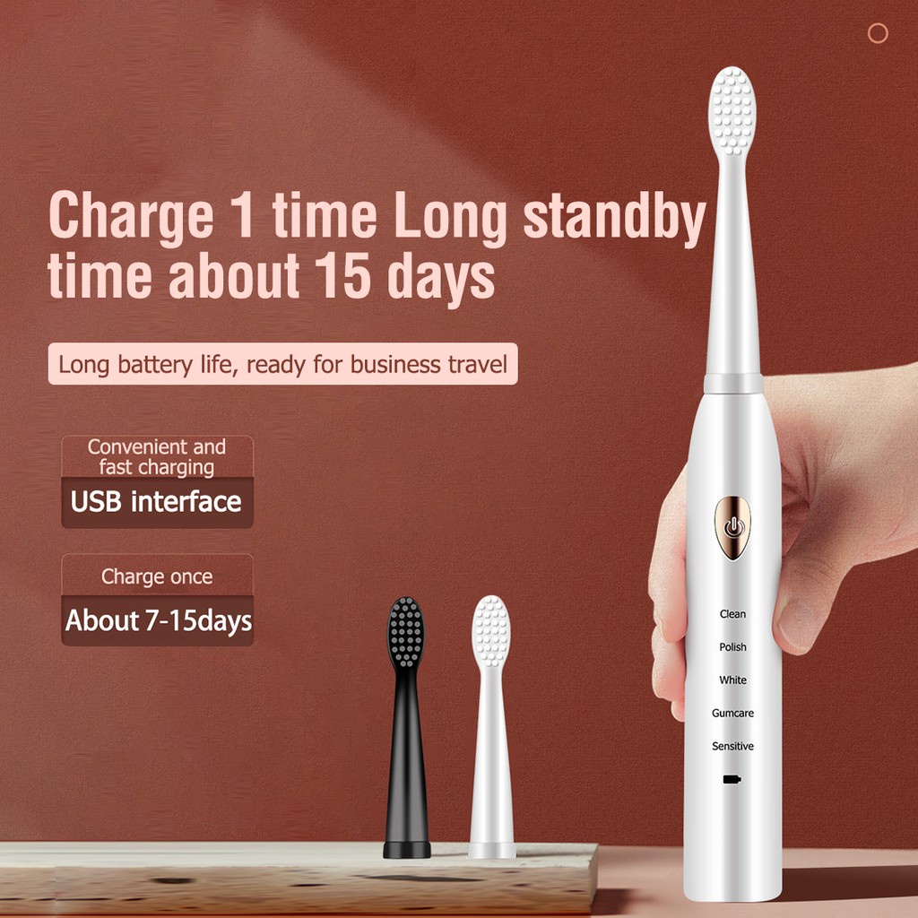 Electric toothbrush USB charging vibration waterproof ultrasonic soft ...