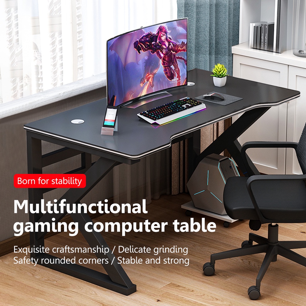 gaming table Computer desk with bookshelf Multi-layer storage shelf 120 ...
