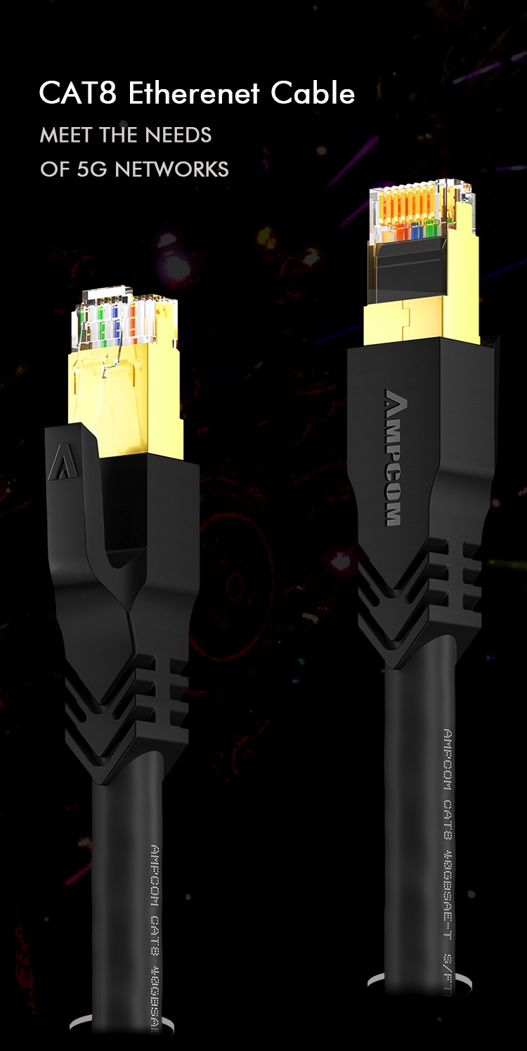 AMPCOM CAT8 Ethernet Cable, S/FTP Ethernet Cable (24Awg, 8.0MM), High ... AMPCOM CAT8 Ethernet Cable, S/FTP Ethernet Cable (24Awg, 8.0MM), High ...