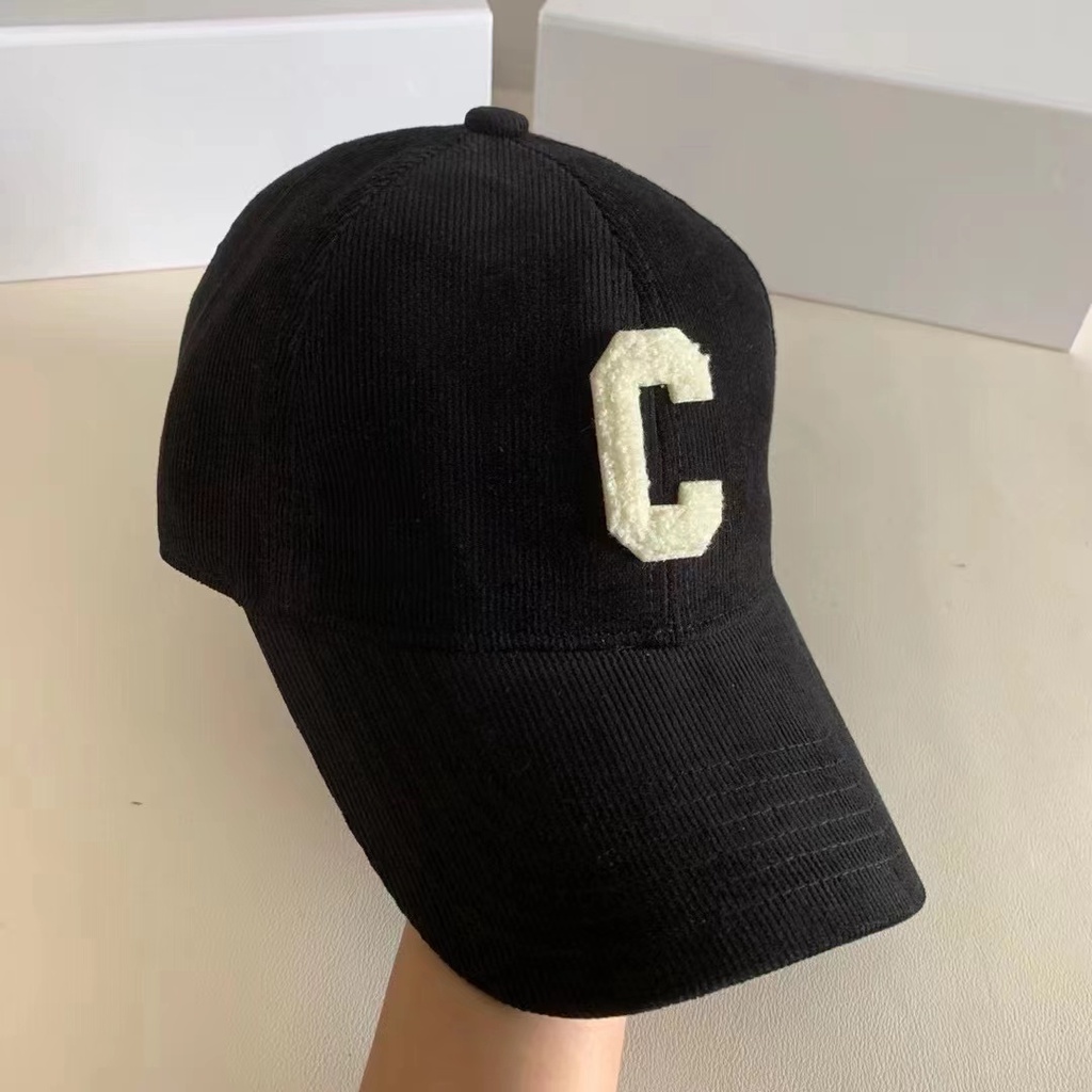 Corduroy Baseball Cap C Letter Male Hard Top Female Deepened Showing ...