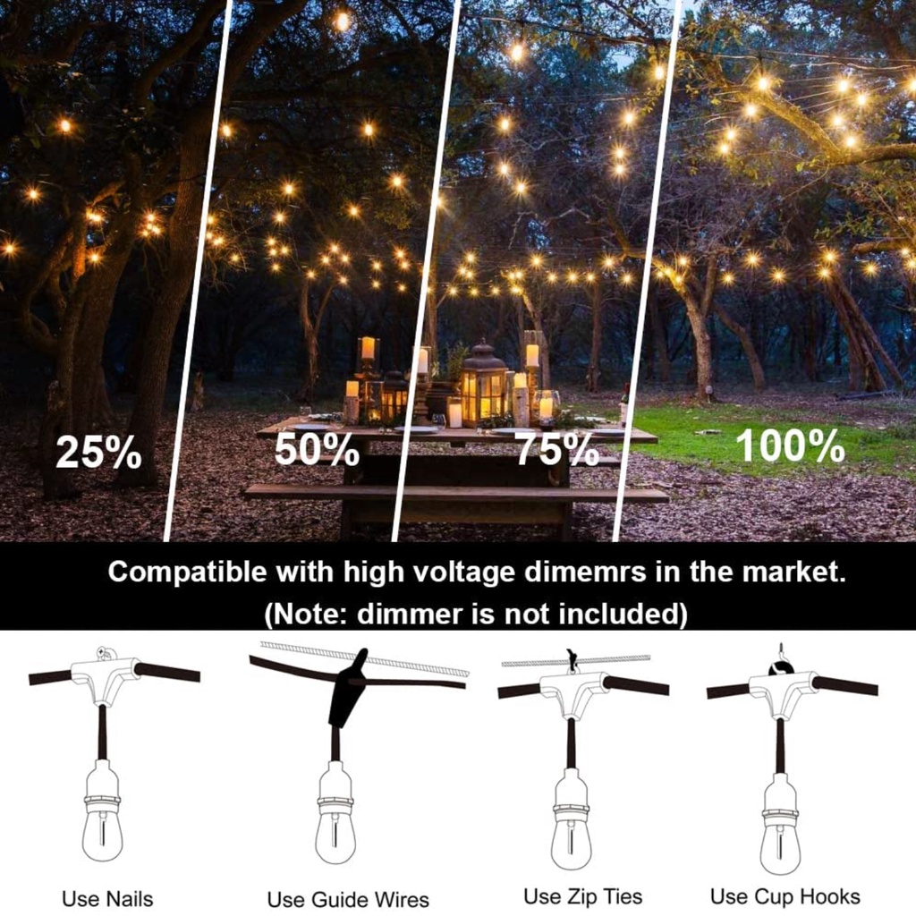 O'uncoo Solar/220V String Lights Outdoor Light Waterproof Garden Patio ...