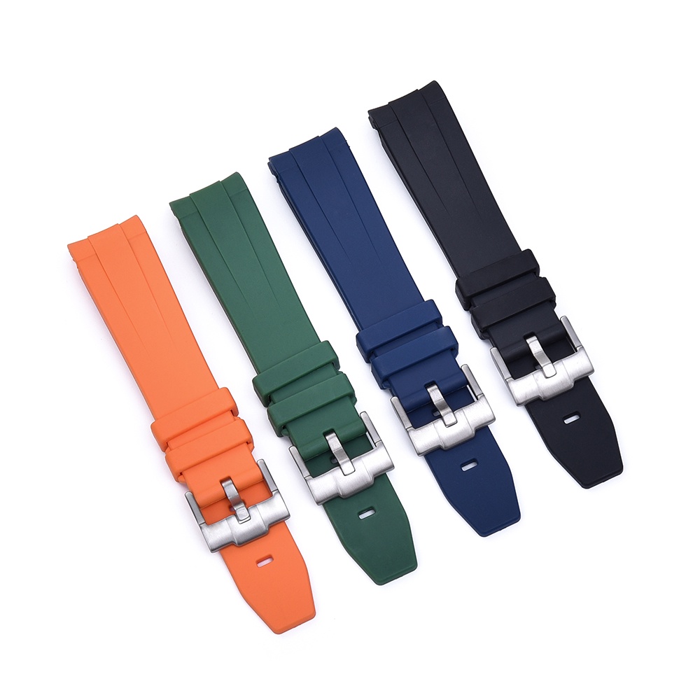 Curved Strap Rubber Watch Strap Curved End TPU Watch Band 20mm 22mm ...