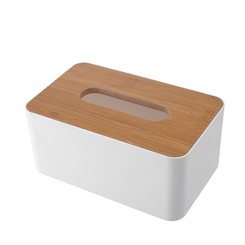 B48 COD【Manila】Wooden lid Tissue Box White Tissue Holder Tissue ...