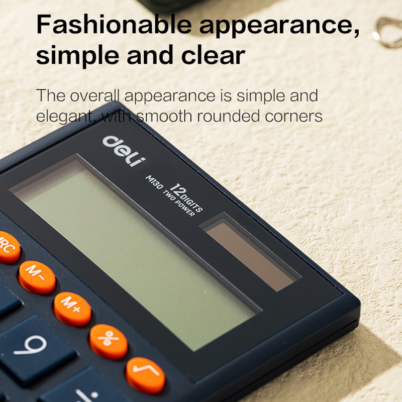 Deli Electronic Calculator 12-Didits Portable Dual Power Supply Office ...