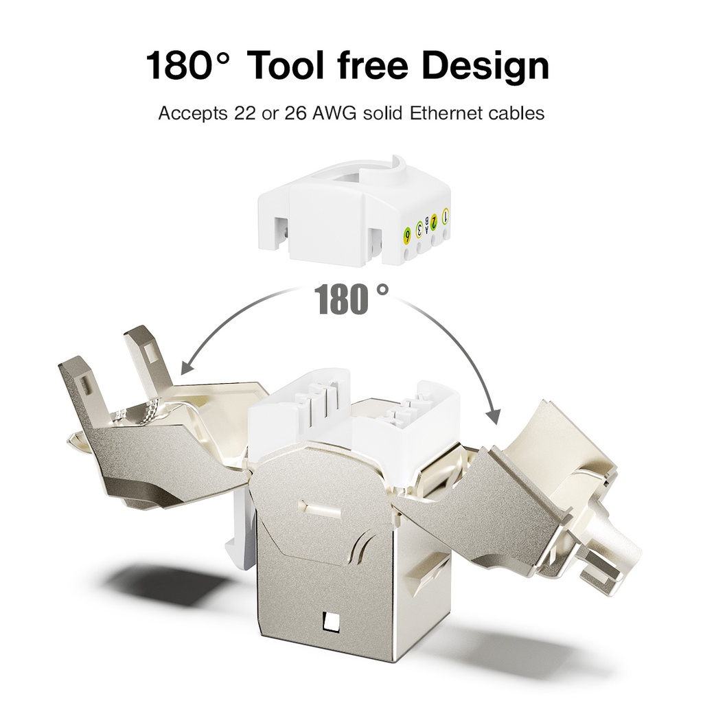 AMPCOM CAT8 Keystone Jack, Fluke DSX 8000 Passed AMPCOM Shielded Zinc ...