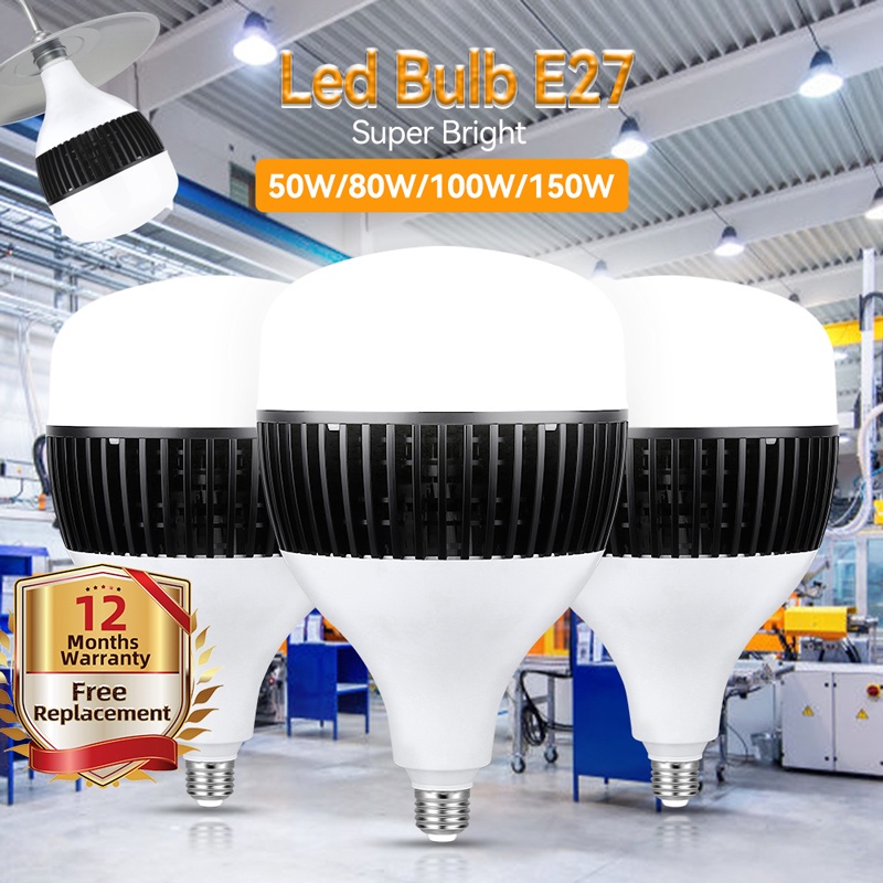 【Local】E27 Led Bulb High Power 220V Super Bright Light Bulb 50W 80W ...