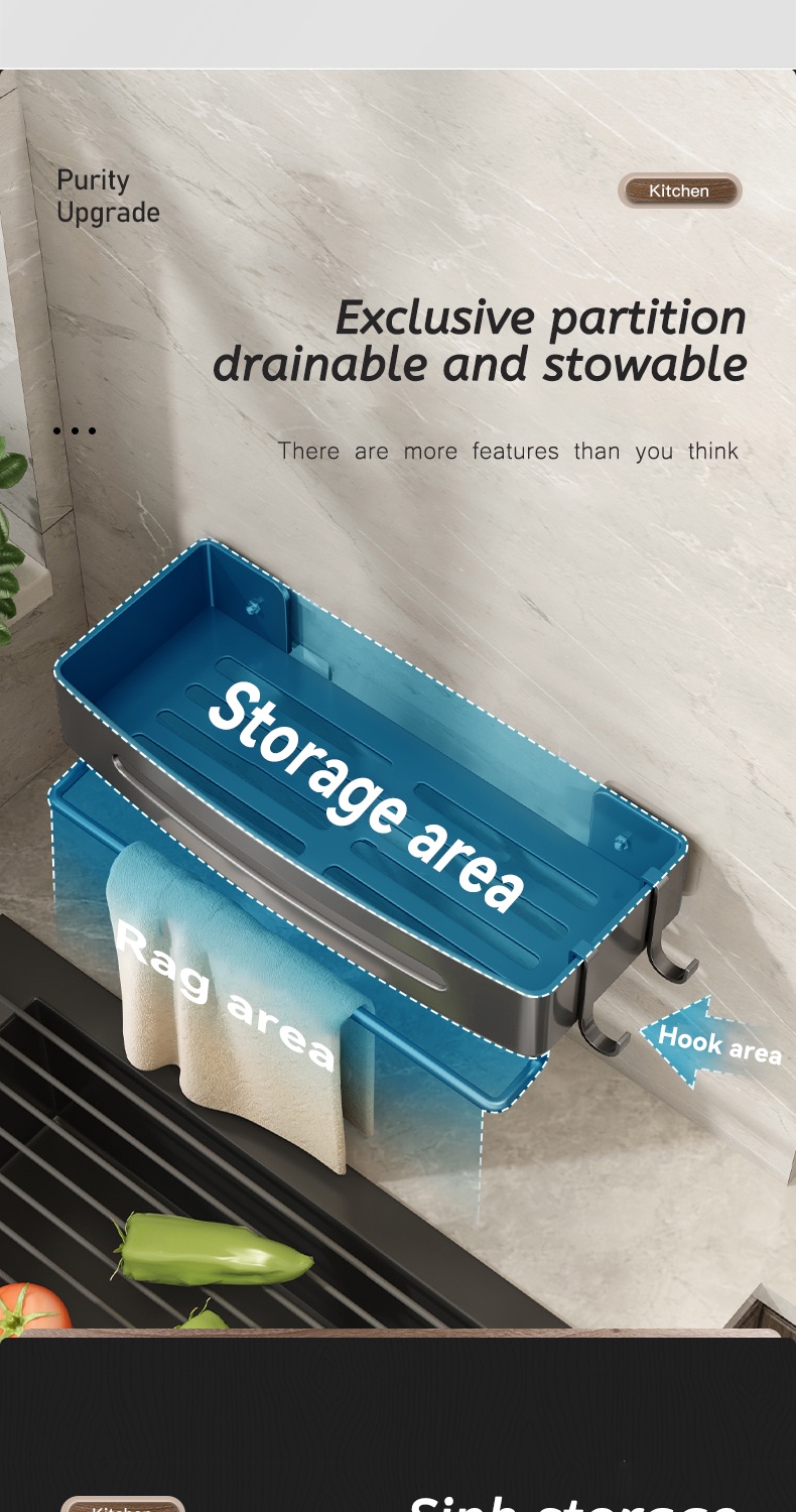 Gray Stainless Steel Corner Shelf Rectangle wall mounted organizer ...