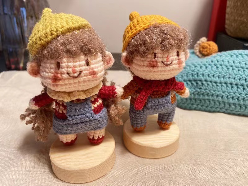 100% Hand Work Wool Crochet Couple Doll Key Pendant Figure Ornaments ...