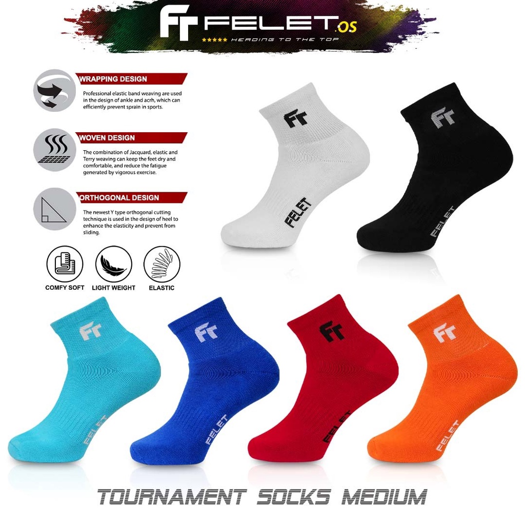 Felet Tournament Sock Medium Badminton Sock | Shopee Philippines