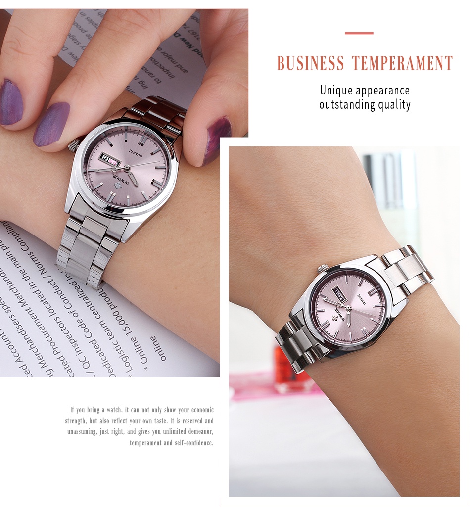 Wwoor Women Watches Analog Quartz Clock Stainless Steel Strap Wristwatch Waterproof Ladies Watch ...