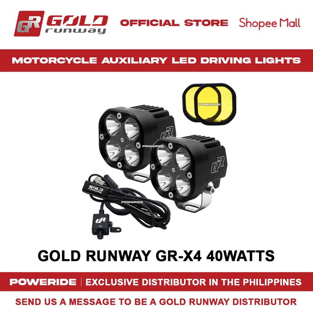 GOLD RUNWAY OFFICIAL STORE 2025 GR-X4 40watts Motorcycle Auxiliary LED ...
