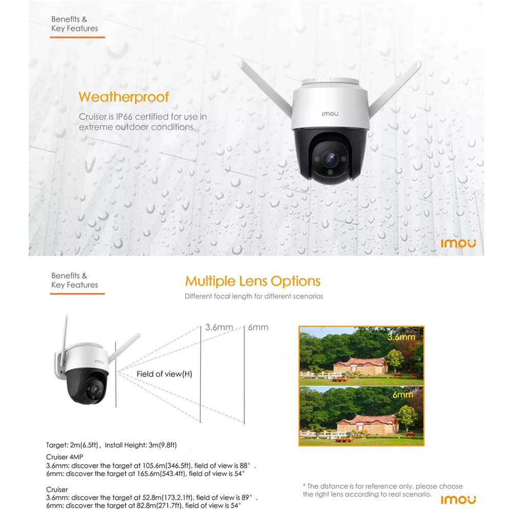 IMOU Cruiser Outdoor Camera IP66 Weatherproof Human Detection PTZ Built ...