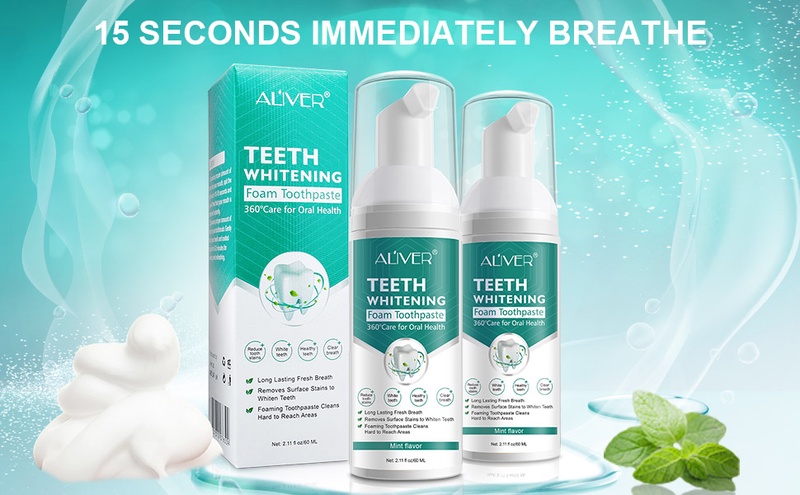 ALIVER Teeth Whitening Mousse Toothpaste Tartar Removal for Teeth Plaqu ... ALIVER Teeth Whitening Mousse Toothpaste Tartar Removal for Teeth Plaqu ...