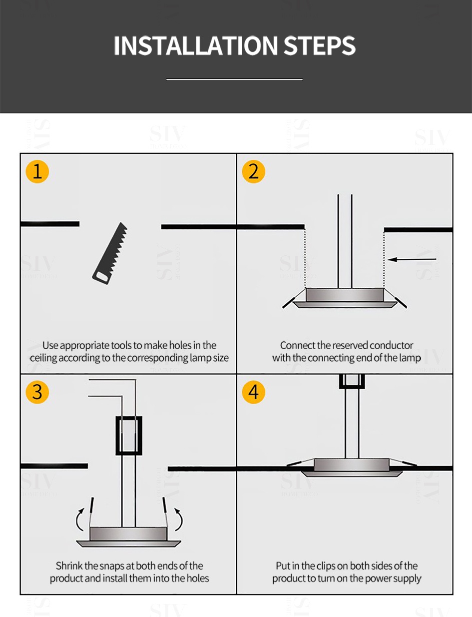 Siv Led Recessed Downlight Ceiling Lights Panel Light Pin Light, Round ...