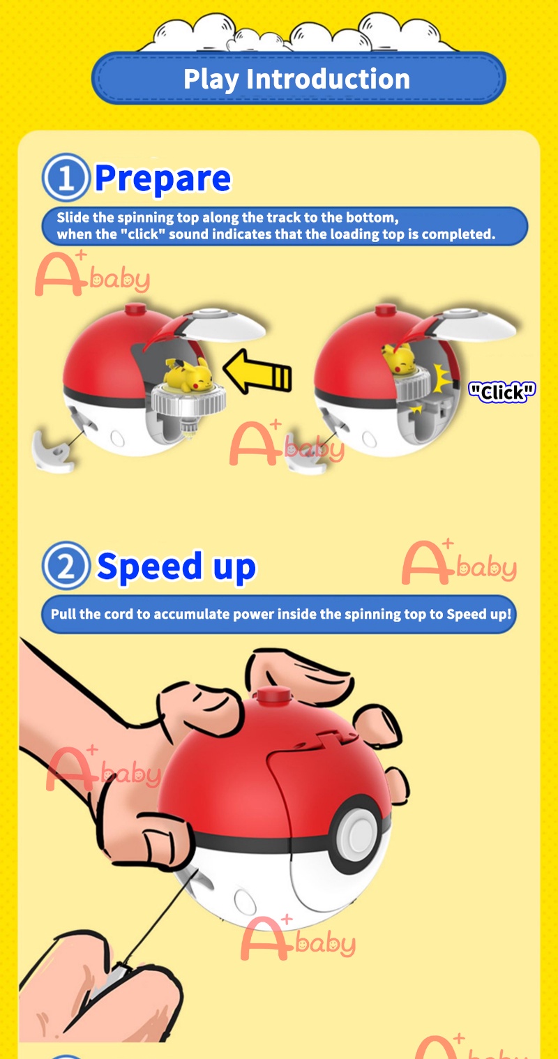 [A+baby] Pokemon Spinning Tops Toy（Beyblade/Gyro/Gyroscope）With ...